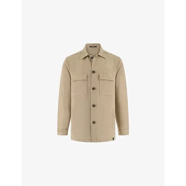 Boggi Milano Flap-pocket Washed Linen Overshirt
