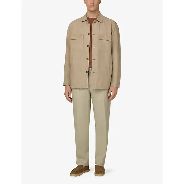 Boggi Milano Flap-pocket Washed Linen Overshirt
