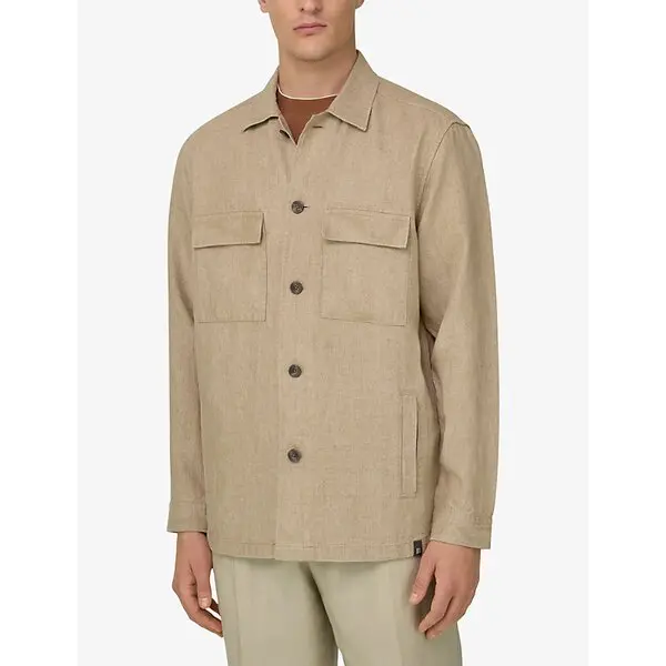 Boggi Milano Flap-pocket Washed Linen Overshirt