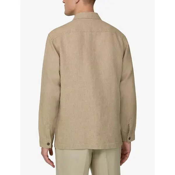 Boggi Milano Flap-pocket Washed Linen Overshirt