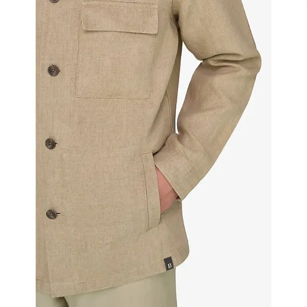 Boggi Milano Flap-pocket Washed Linen Overshirt