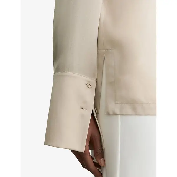 REISS Marina Silk Open-collar Blouse - Neutral