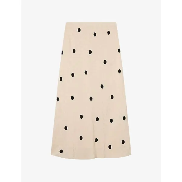 Whistles Polka-dot Jacquard Satin Midi Skirt - Multi-coloured