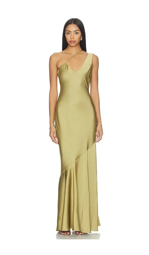 LOVERS AND FRIENDS One-shoulder Maxi Gown - Olive