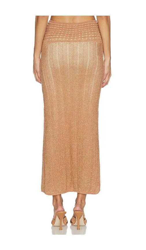 CAPITTANA Metallic Knit Maxi Skirt With Gold-tone Hardware - Tan
