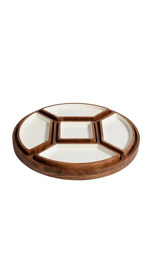 The Favorites Lazy Susan With 5 Condiment Sections - Brown