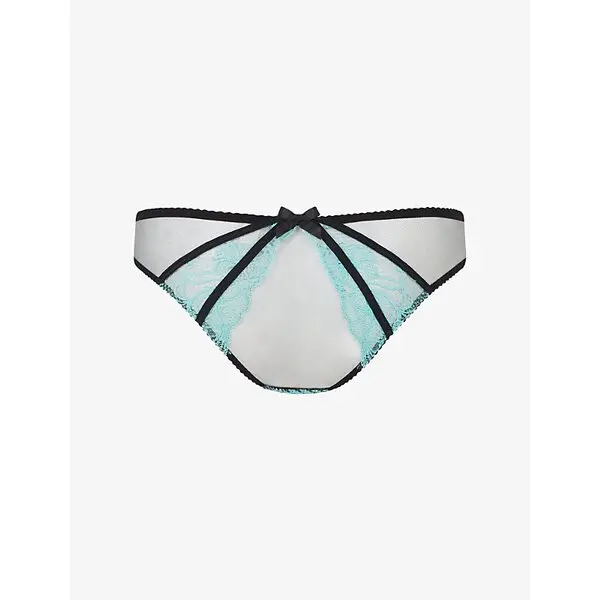 Agent Provocateur Rozlyn Mesh And Lace Bikini Briefs - Mint/black