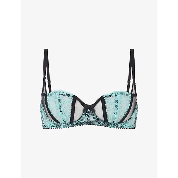Agent Provocateur Rozlyn Underwired Mesh And Lace Bra - Mint/black