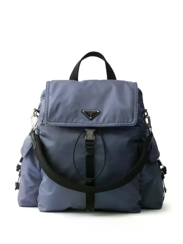 Prada Explore Re-nylon And Leather Backpack - Blue