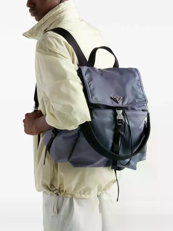 Prada Explore Re-nylon And Leather Backpack - Blue
