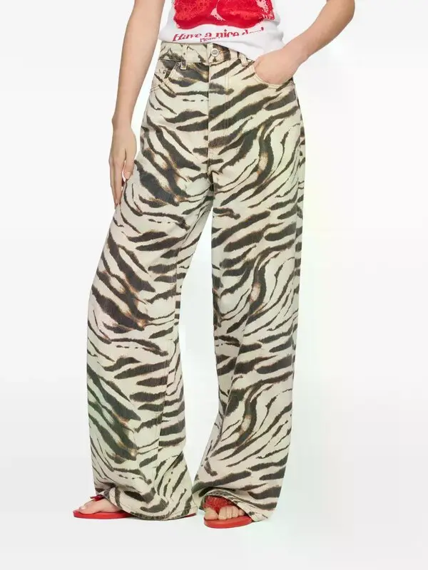 GANNI Lari Zebra-print Wide-leg Jeans