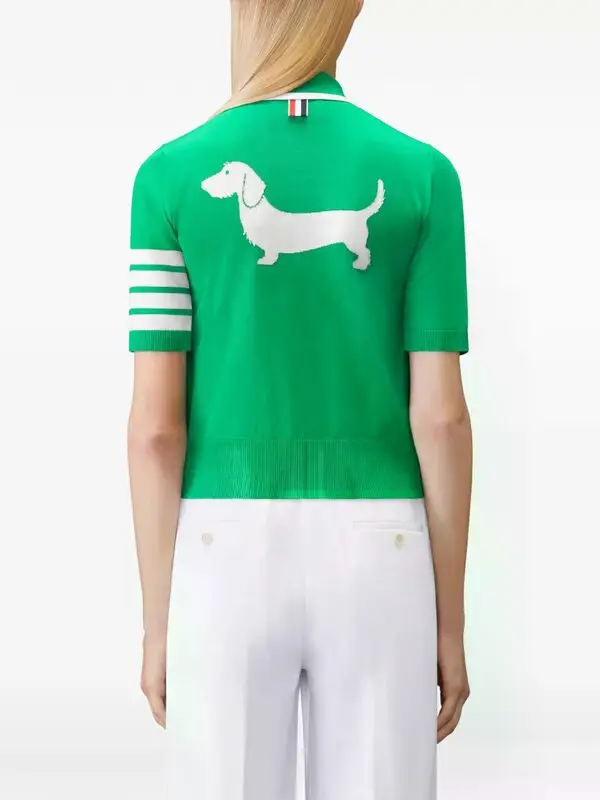Thom Browne Hector Intarsia 4-bar Polo Top