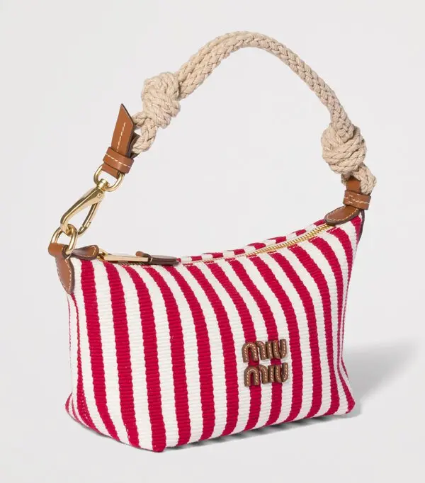 Miu Miu Cotton Stripe Pouch Bag