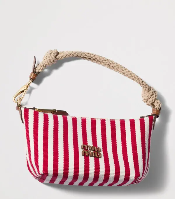 Miu Miu Cotton Stripe Pouch Bag