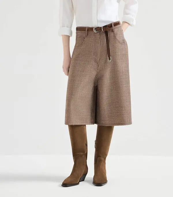 Brunello Cucinelli Houndstooth Virgin Wool-blend Bermuda Shorts