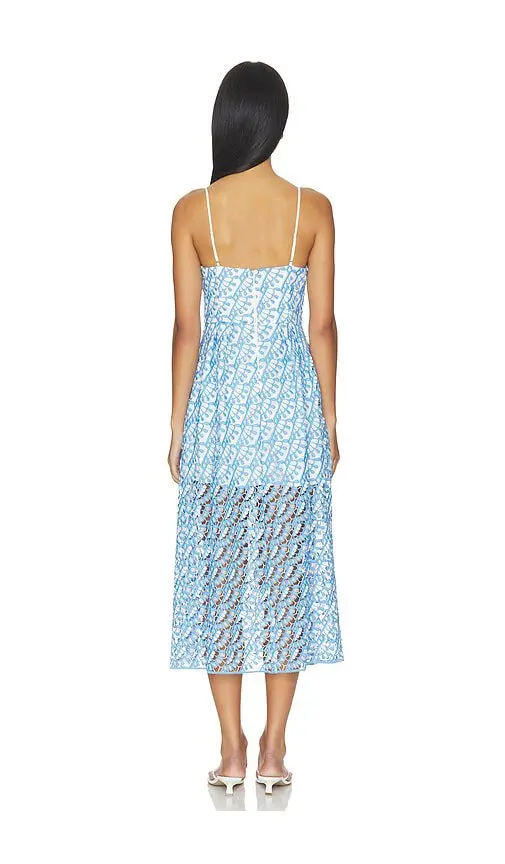 MILLY Hazel Embroidered Midi Dress