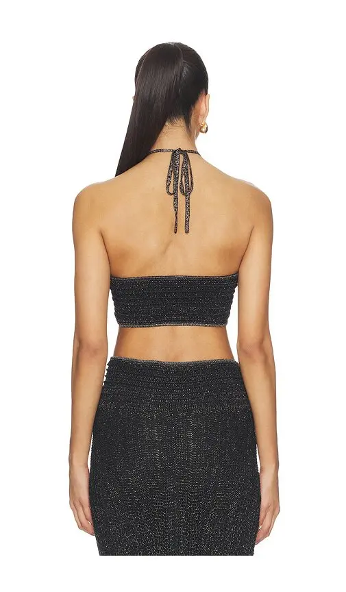 CAPITTANA Halterneck Metallic Knit Top - Black