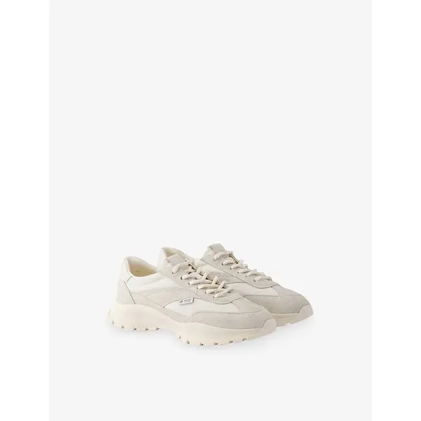 Prada Panelled Woven And Suede Trainers - White