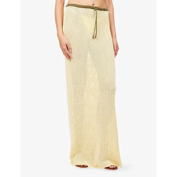 HYPHEN Crochet-knit Cotton-blend Maxi Skirt