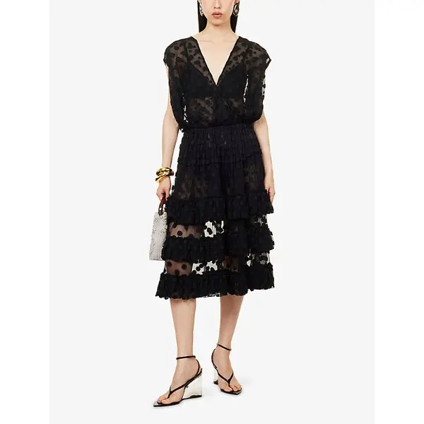 Dries Van Noten Polka Dot Mesh Midi Dress