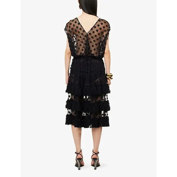 Dries Van Noten Polka Dot Mesh Midi Dress