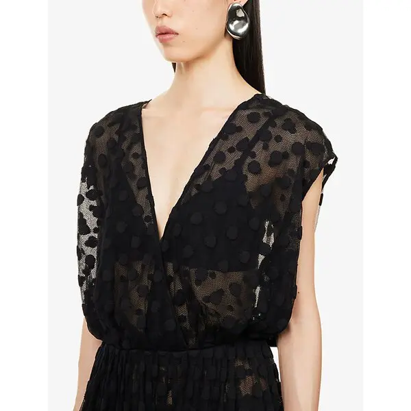 Dries Van Noten Polka Dot Mesh Midi Dress