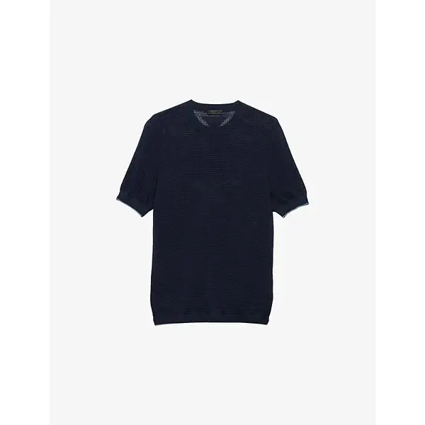 Prada Crew Neck Short Sleeve Silk And Cotton Jumper - Blue