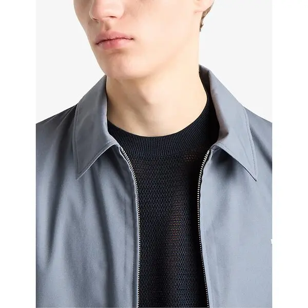 Prada Crew Neck Short Sleeve Silk And Cotton Jumper - Blue