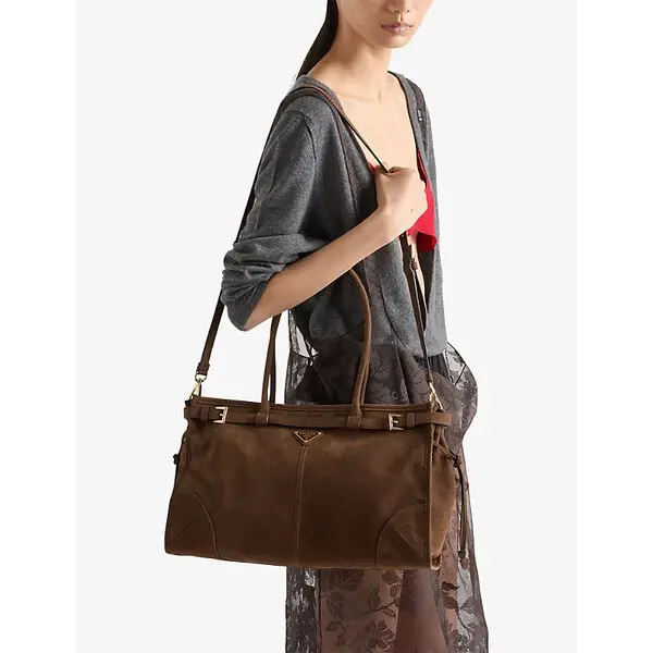 Prada Suede Handbag - Brown
