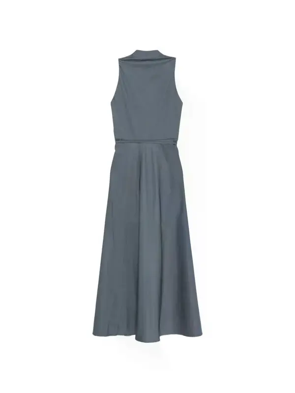 LUISA CERANO Wrap-style Belted Midi Dress - Grey