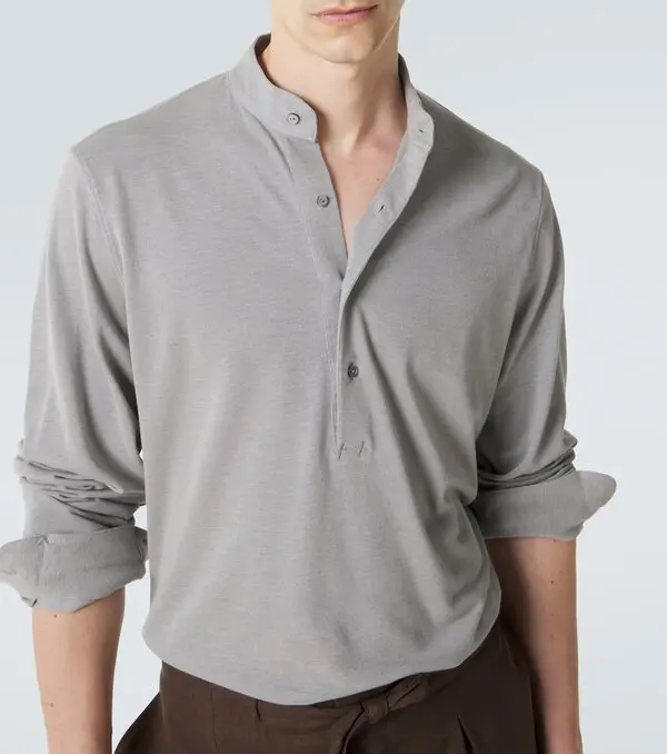 STOFFA Cotton And Silk Henley Shirt