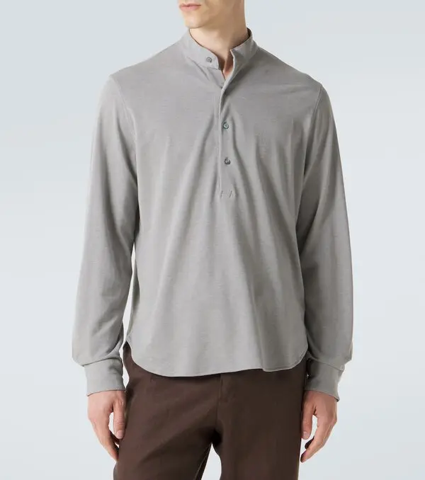 STOFFA Cotton And Silk Henley Shirt