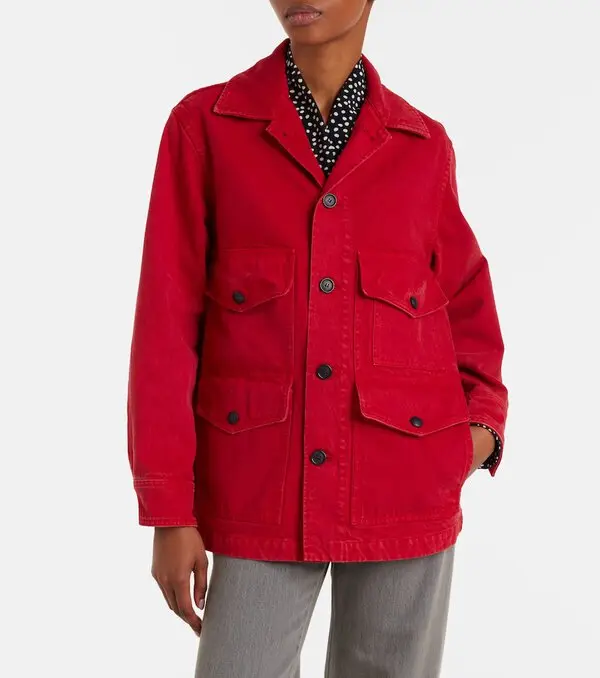 NILI LOTAN Leroy Cotton Canvas Jacket In Scarlet