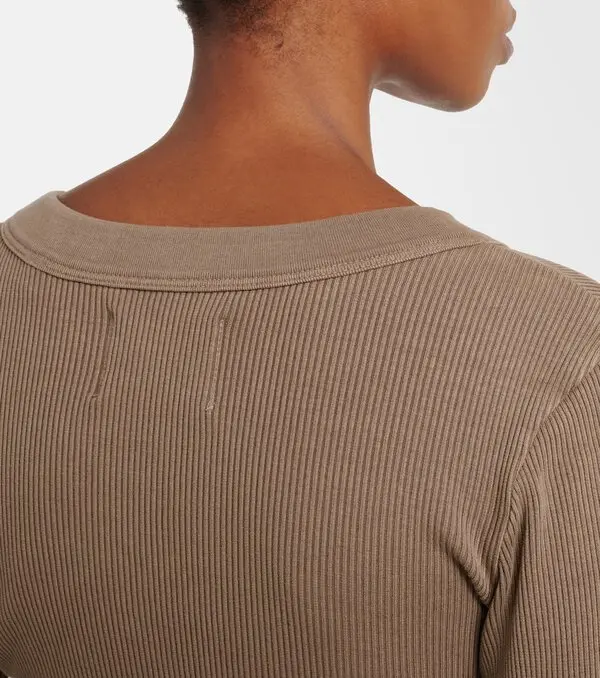 Citizens Of Humanity Varra Ribbed-knit Henley Shirt - Brown
