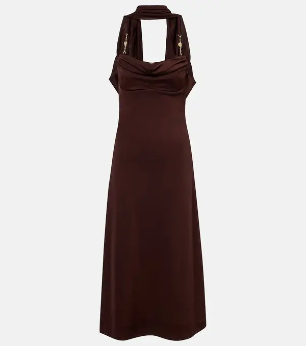Rebecca Vallance Isla Scarf-detail Midi Dress - Brown