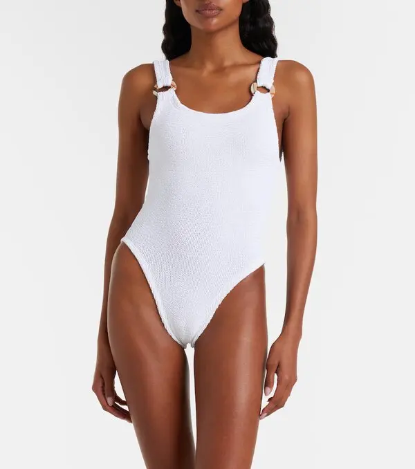 Burberry Checked Swimsuit - White