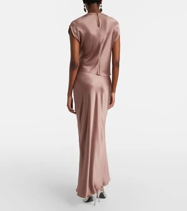 THE SEI Silk Satin Maxi Skirt In Truffle