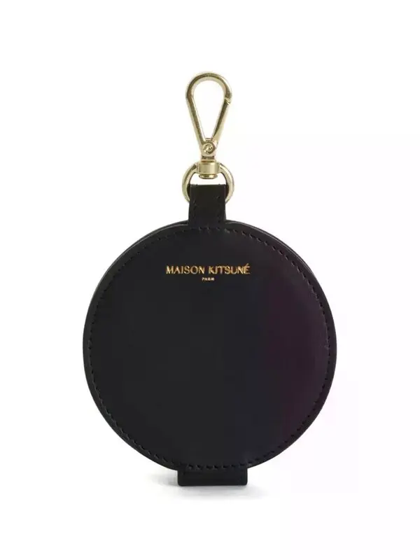 Maison Kitsuné Circular Leather Mirror Keychain - Black