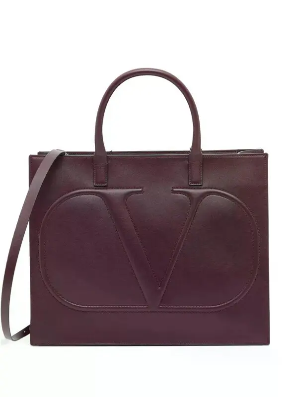Valentino Garavani Vlogo Walk Calfskin Shopping Bag - Red