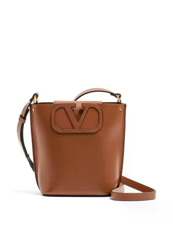 Valentino Garavani Small Calfskin Bucket Bag With Vlogo Detail - Brown