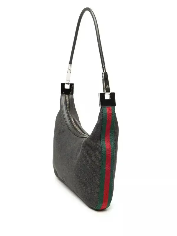 Gucci Denim Web Shoulder Bag - Black