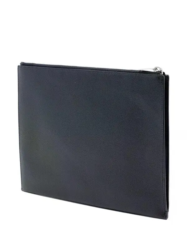 Saint Laurent Grained Leather Zip Clutch Bag - Black