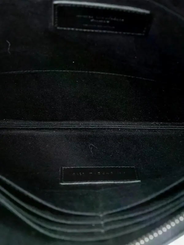 Saint Laurent Grained Leather Zip Clutch Bag - Black