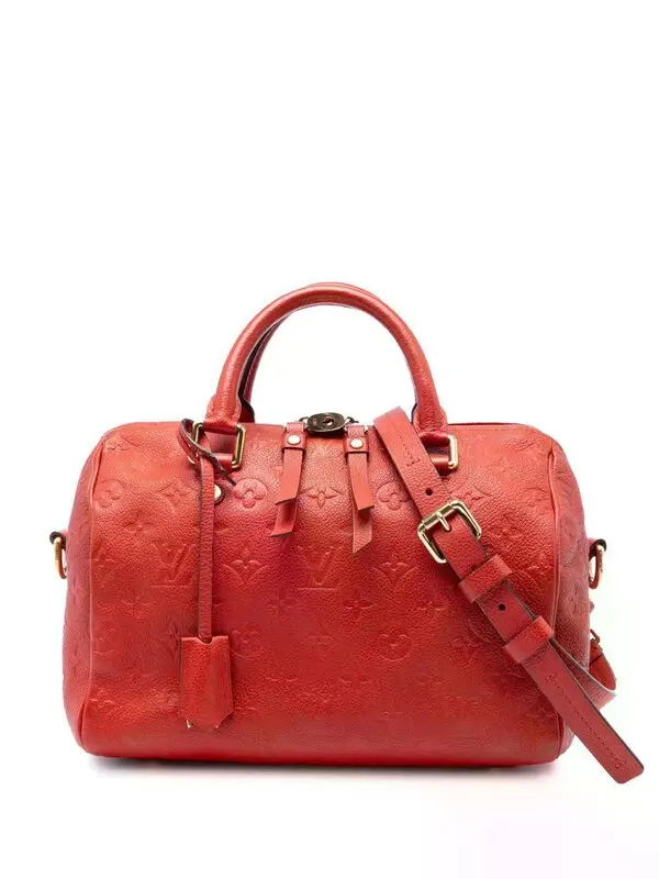 LOUIS VUITTON Monogram Empreinte Speedy Bandouliere 25 Satchel - Red
