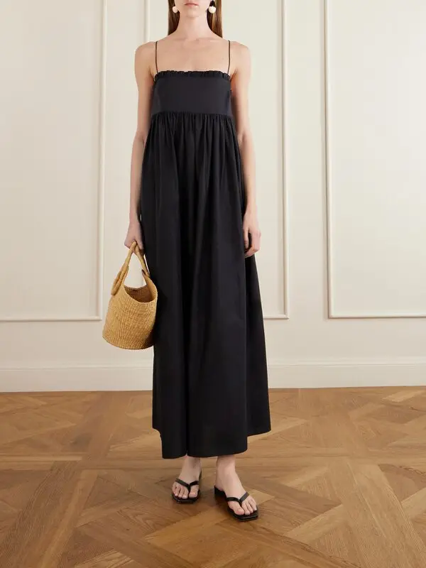 Matteau Empire Ruffled Cotton-poplin Midi Dress
