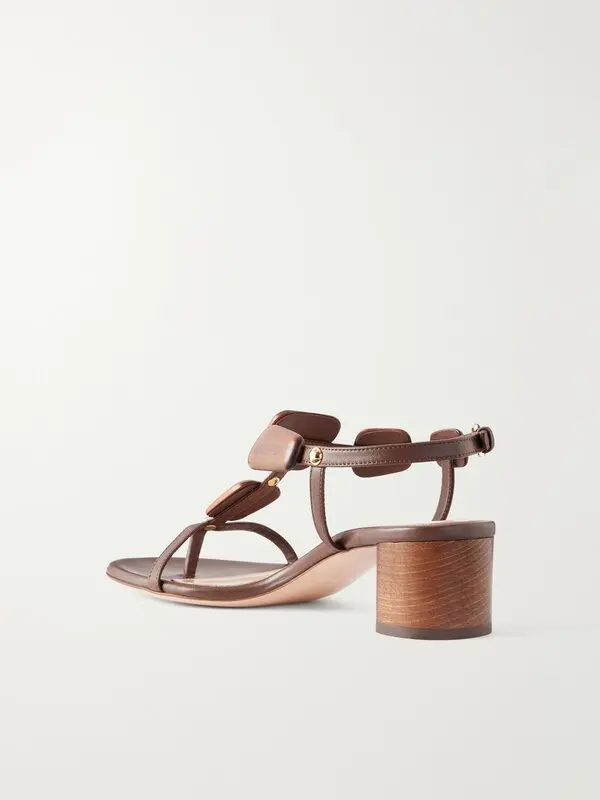 GIANVITO ROSSI Appliquéd Studded Leather Thong Sandals