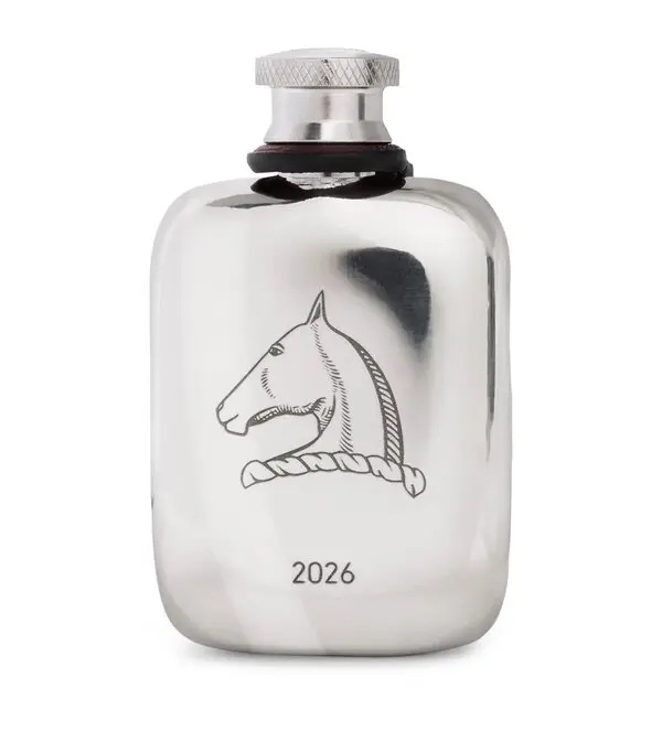 Dunhill Engraved Horse Mini Flask - Silver