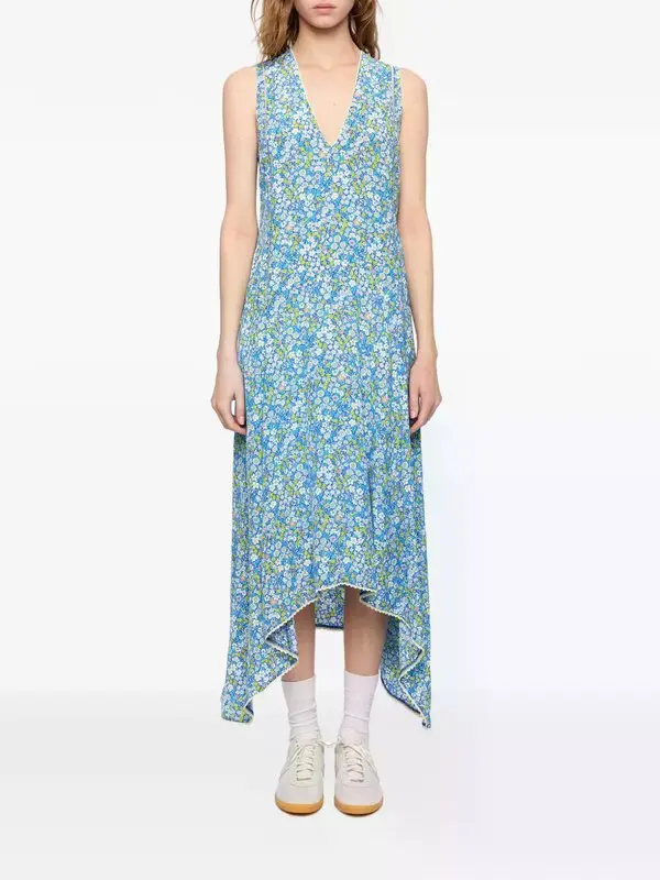 Zadig&Voltaire Rerol Floral-print Asymmetric Dress - Blue