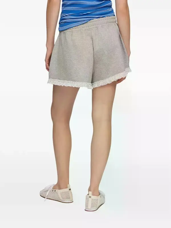 GANNI Lace-trimmed Jersey Shorts