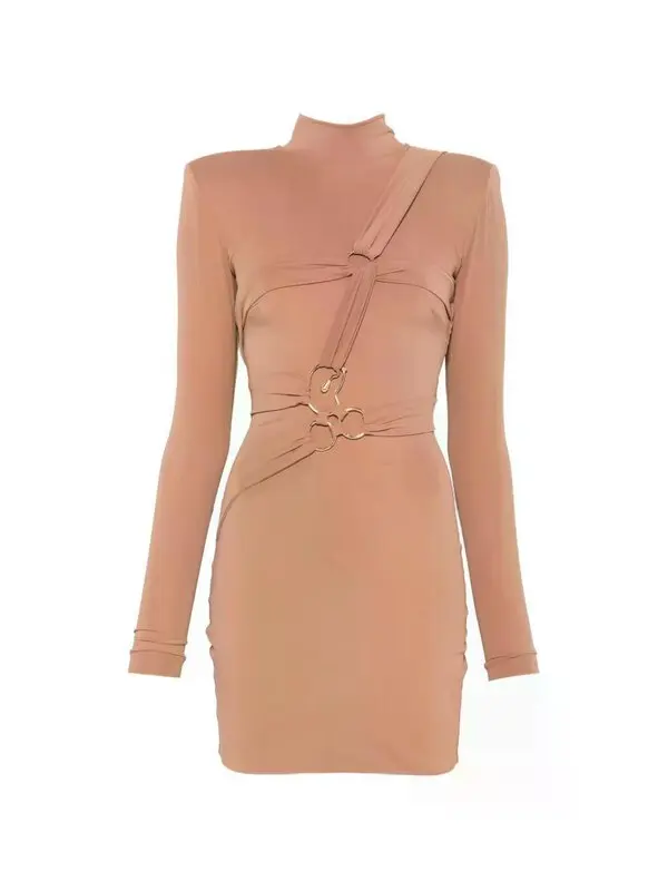 MITILIANE COUTURE Draped Mini Dress With Gold-tone Hardware - Neutrals